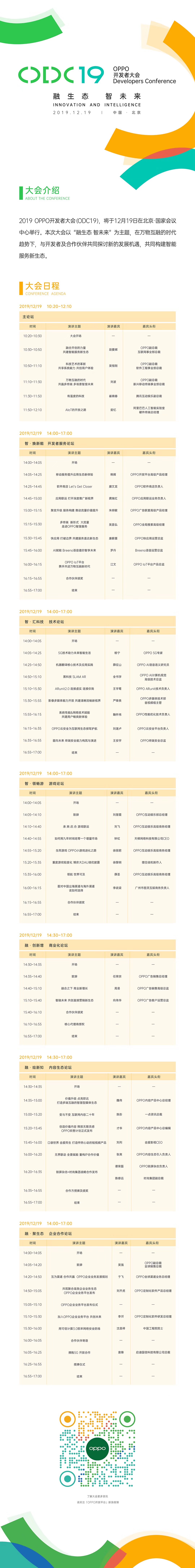 【ODC19】2019 OPPO开发者大会日程曝光，现场资讯提前获取！ - 活动中心 - 开发者社区